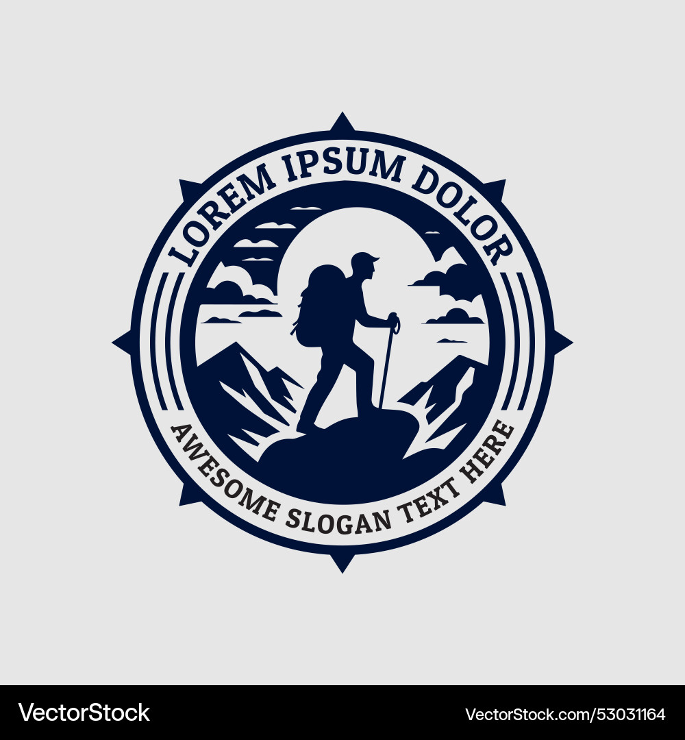 Hiking man alone logo people icon Royalty Free Vector Image