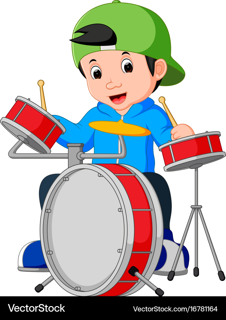 Little drummer cartoon Royalty Free Vector Image