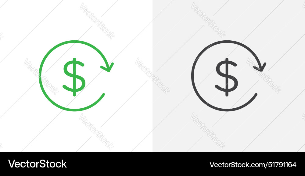 Refund icon set black filled and outlined style Vector Image