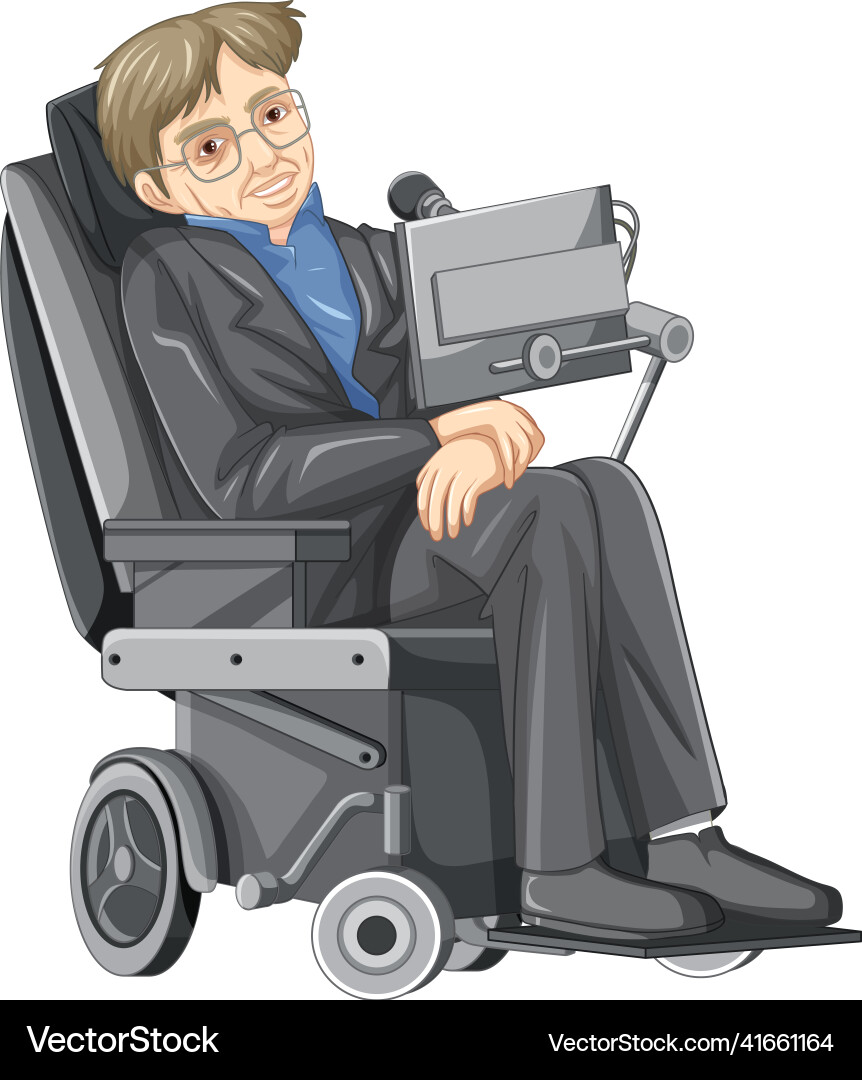 Stephen hawking cartoon character on white Vector Image