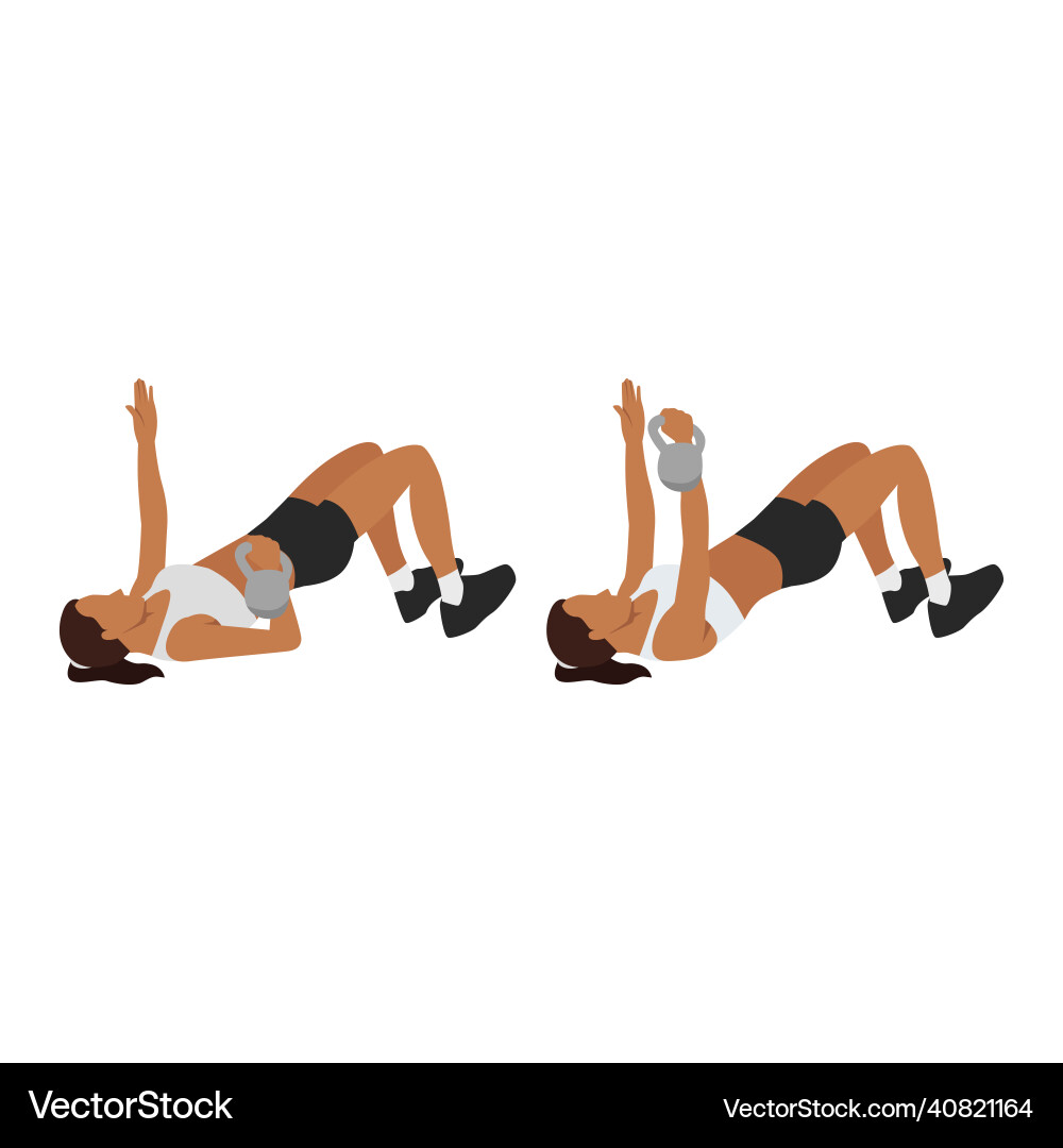 Woman doing single arm floor glute bridge press Vector Image