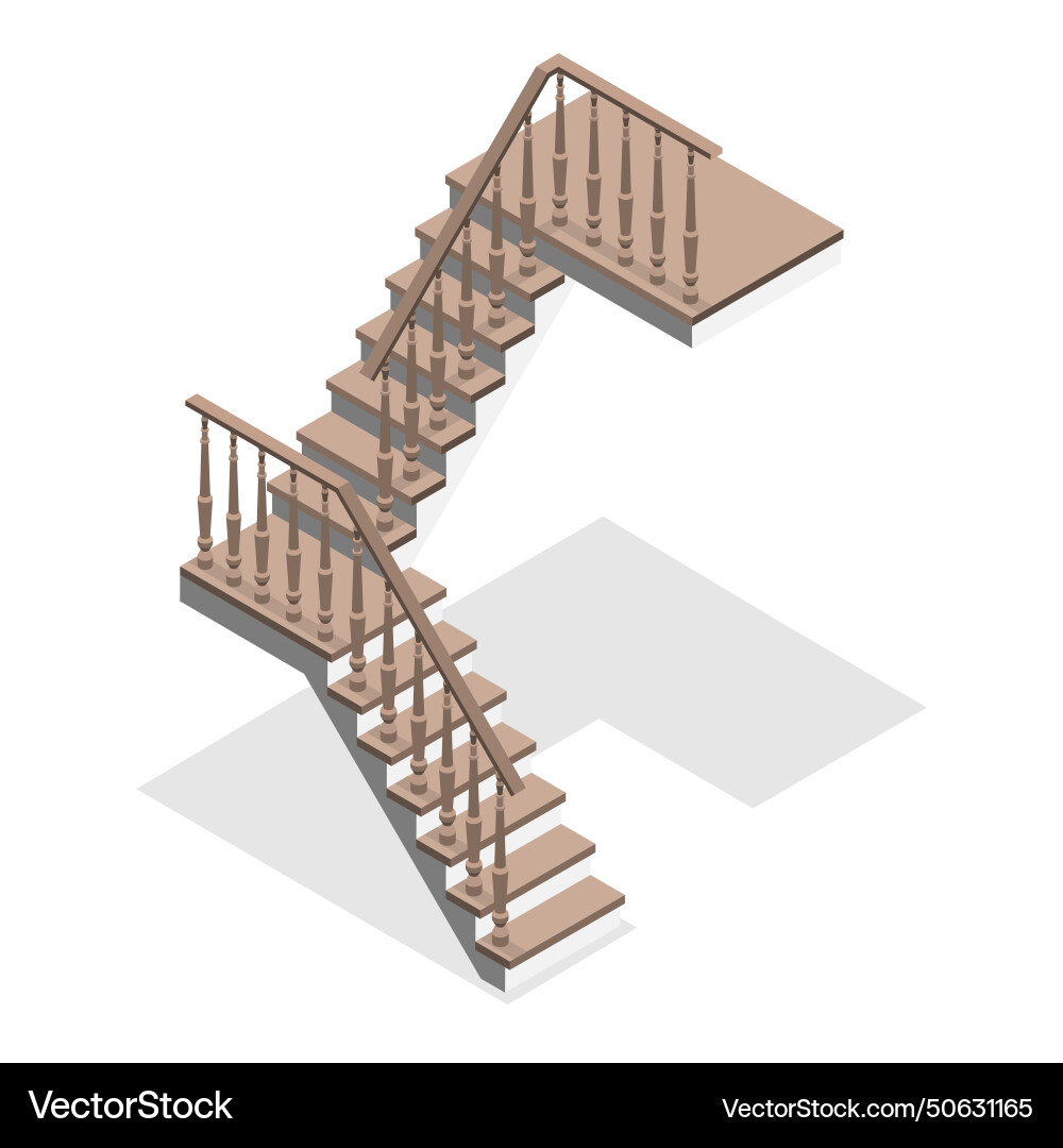 3d isometric flat set of staircases item 1 Vector Image