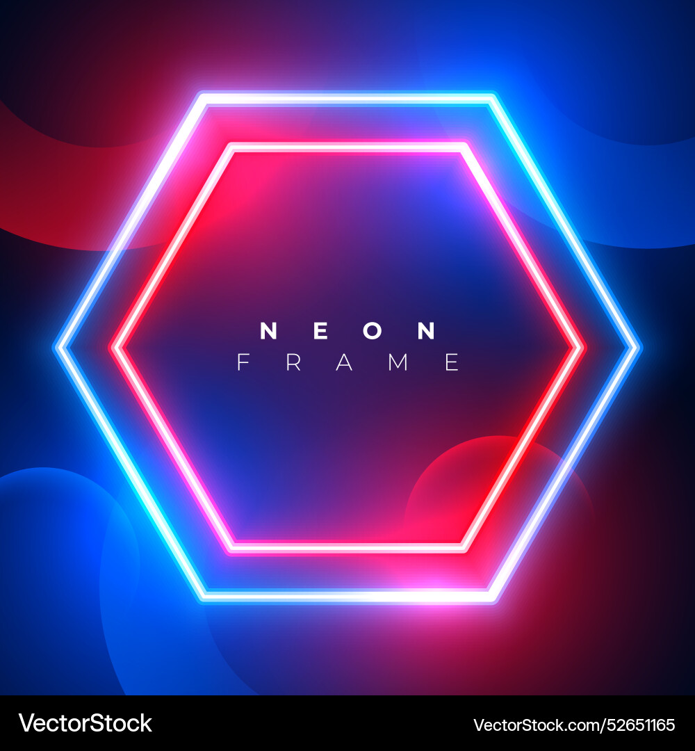 Blue and red hexagon neon shape design Royalty Free Vector