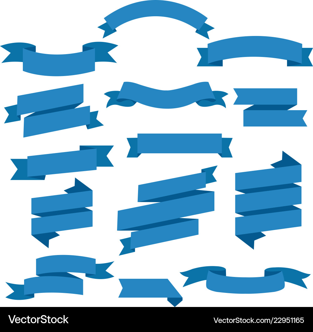 Blue web ribbons set white background Royalty Free Vector