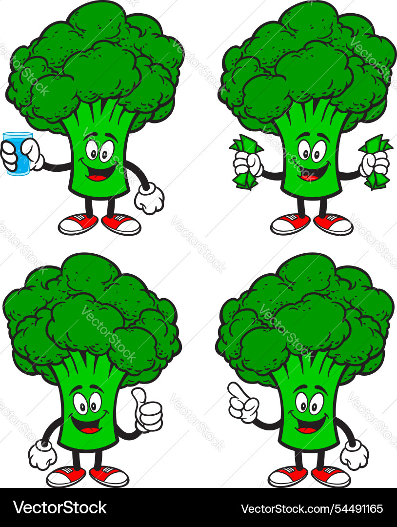 Broccoli character set 02 Royalty Free Vector Image