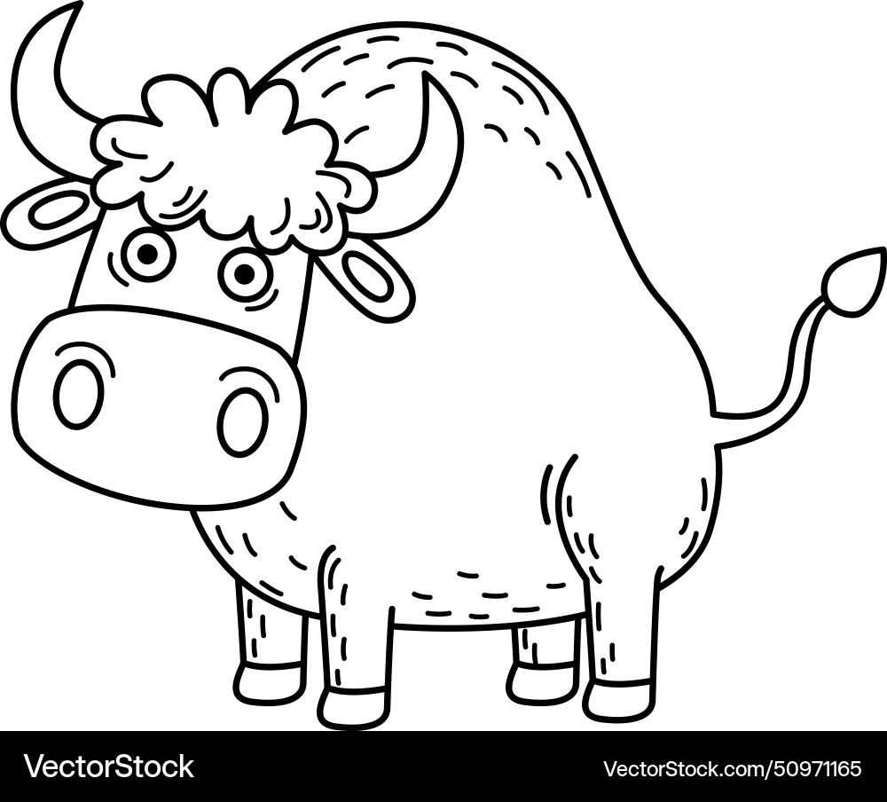 Colorful ox outline white on background Royalty Free Vector