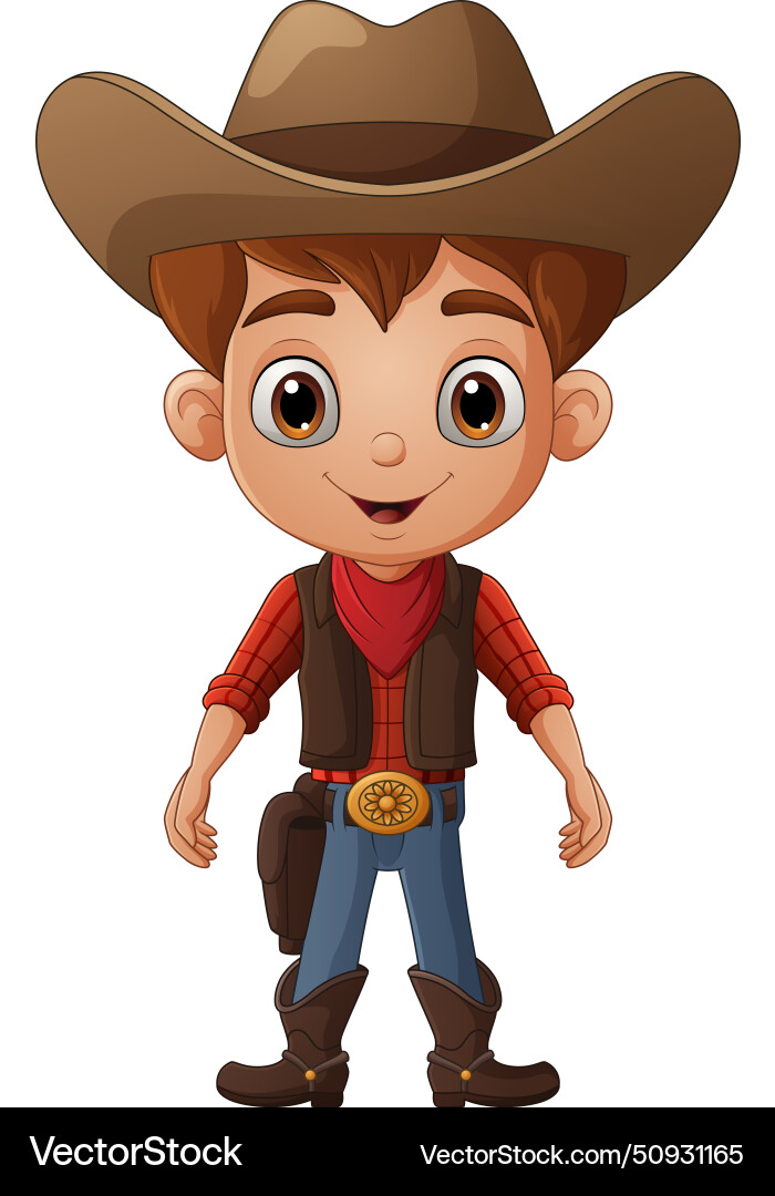 Cute young cowboy on white background Royalty Free Vector