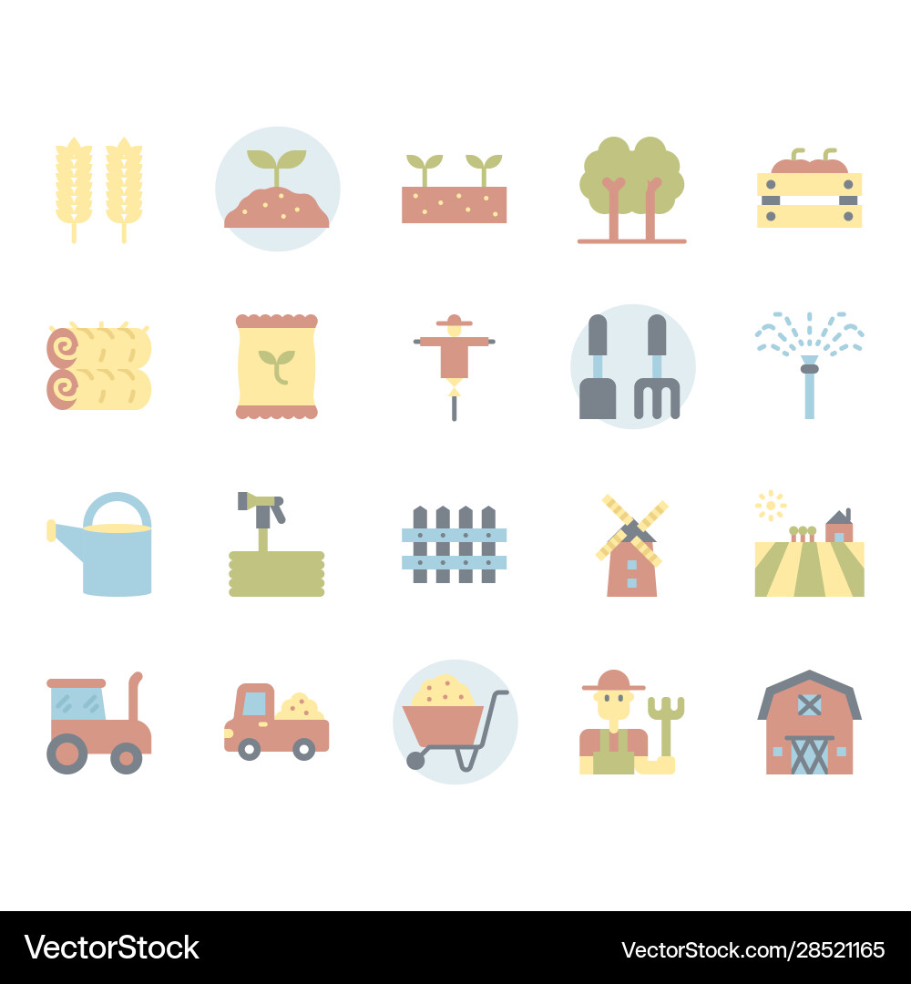 Farming and agriculture icon symbol set Royalty Free Vector