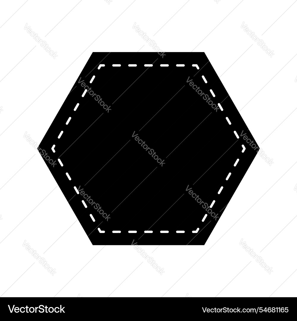 Hexagon shape with dotted stitches line on borders