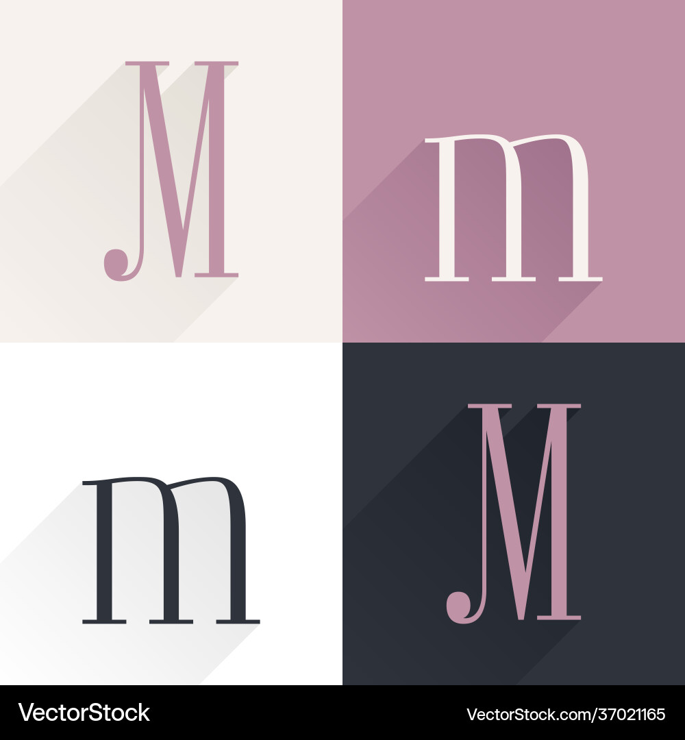 M letter condensed serif font set Royalty Free Vector Image