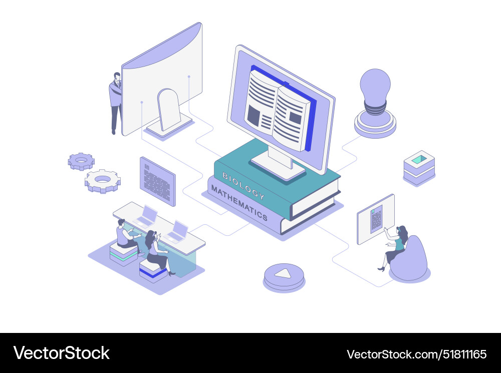 Online Learning Isometric Concept Royalty Free Vector Image