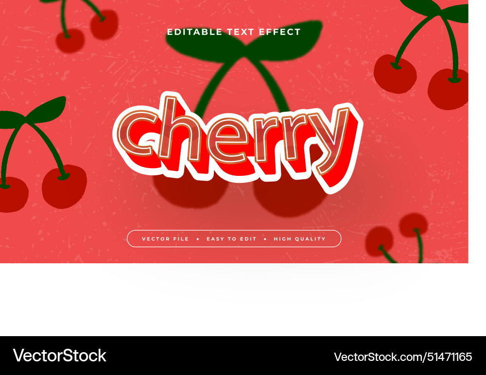 Red green and white cherry 3d editable text Vector Image