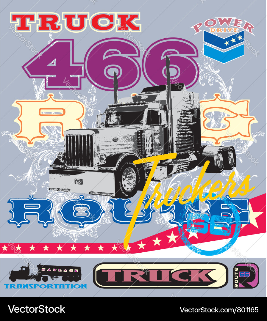 Route 66 Truck Vintage Royalty Free Vector Image