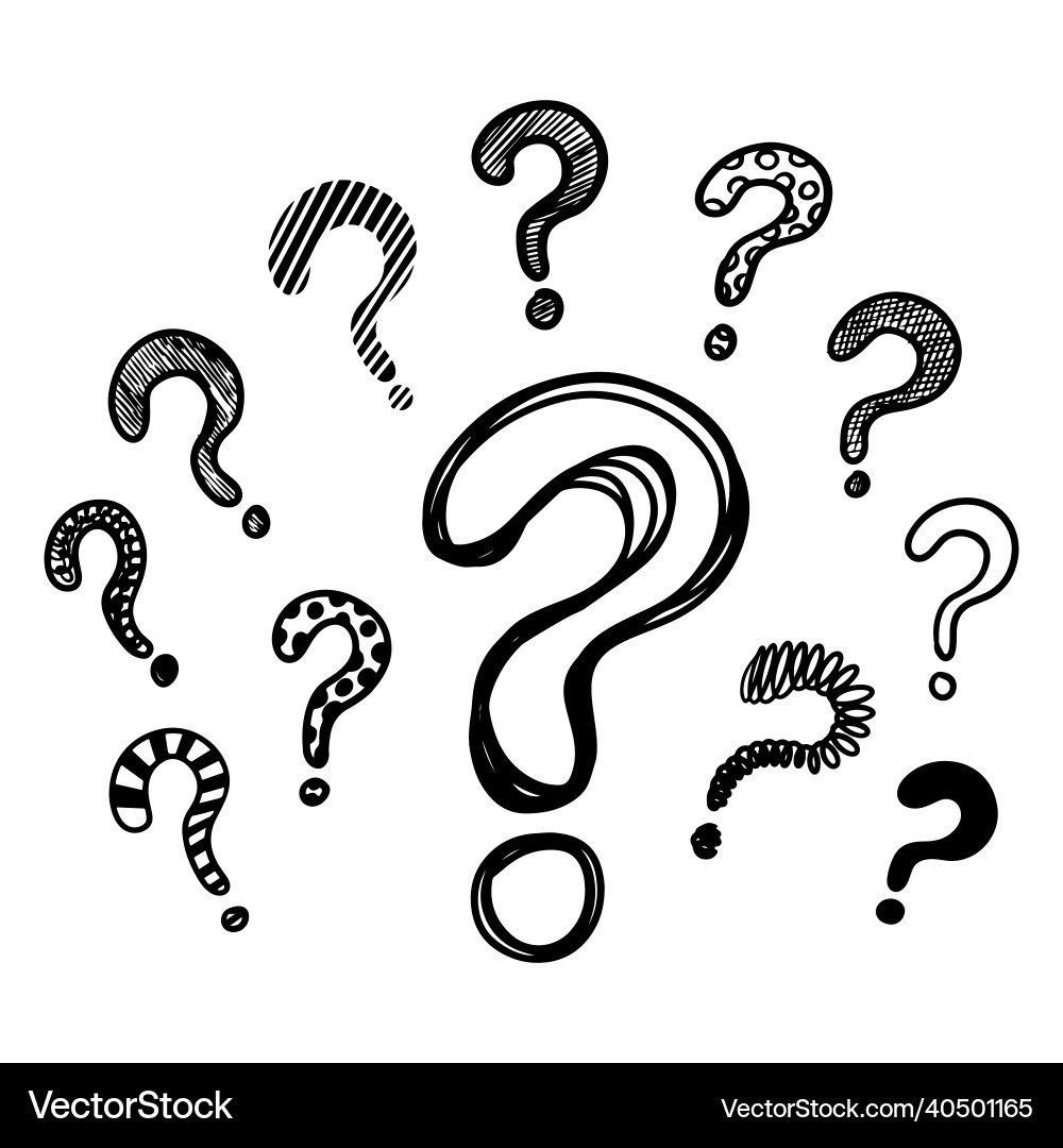 Set of hand drawn question marks Royalty Free Vector Image