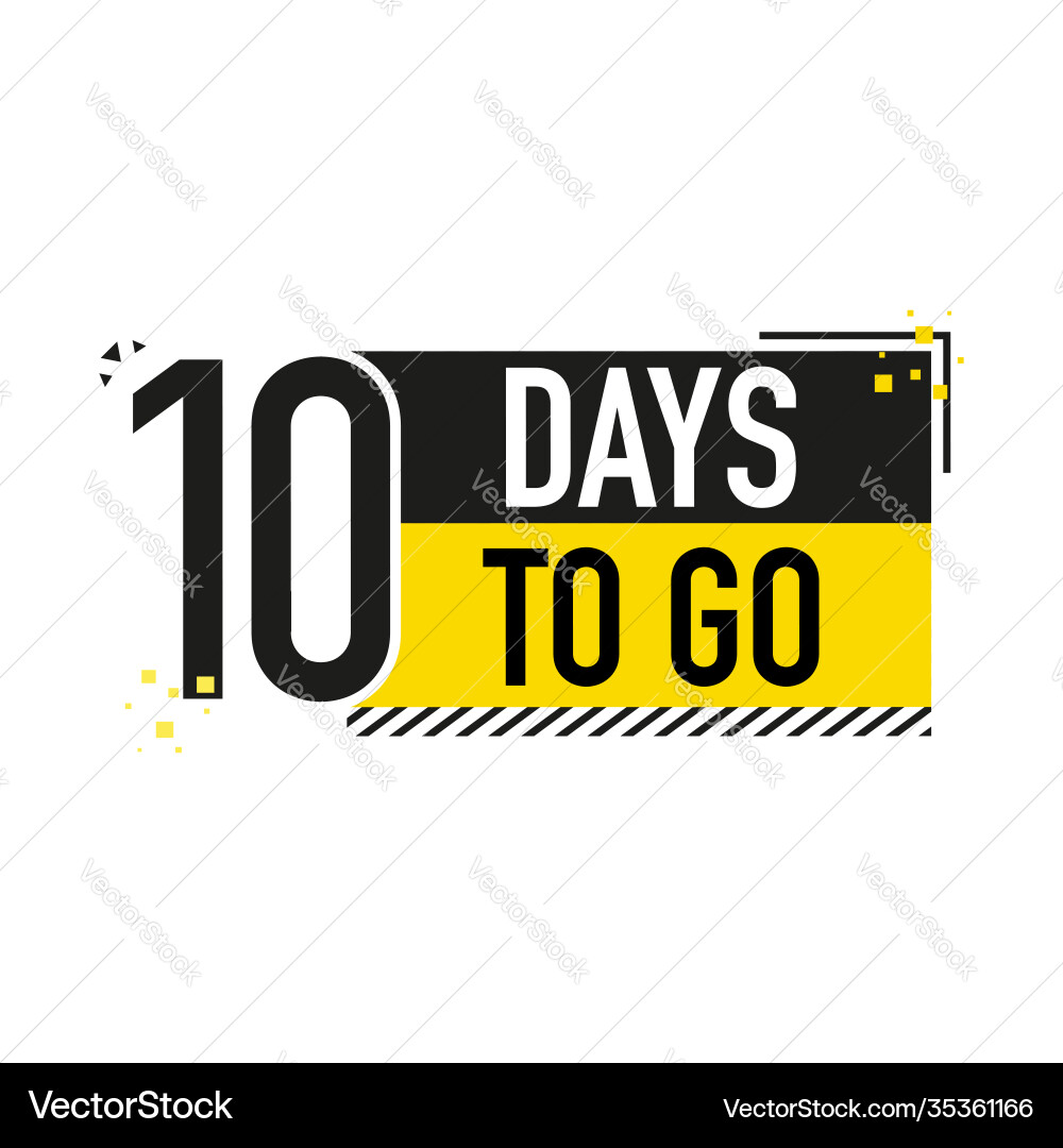 10 Days Countdown Poster Royalty Free Vector Image