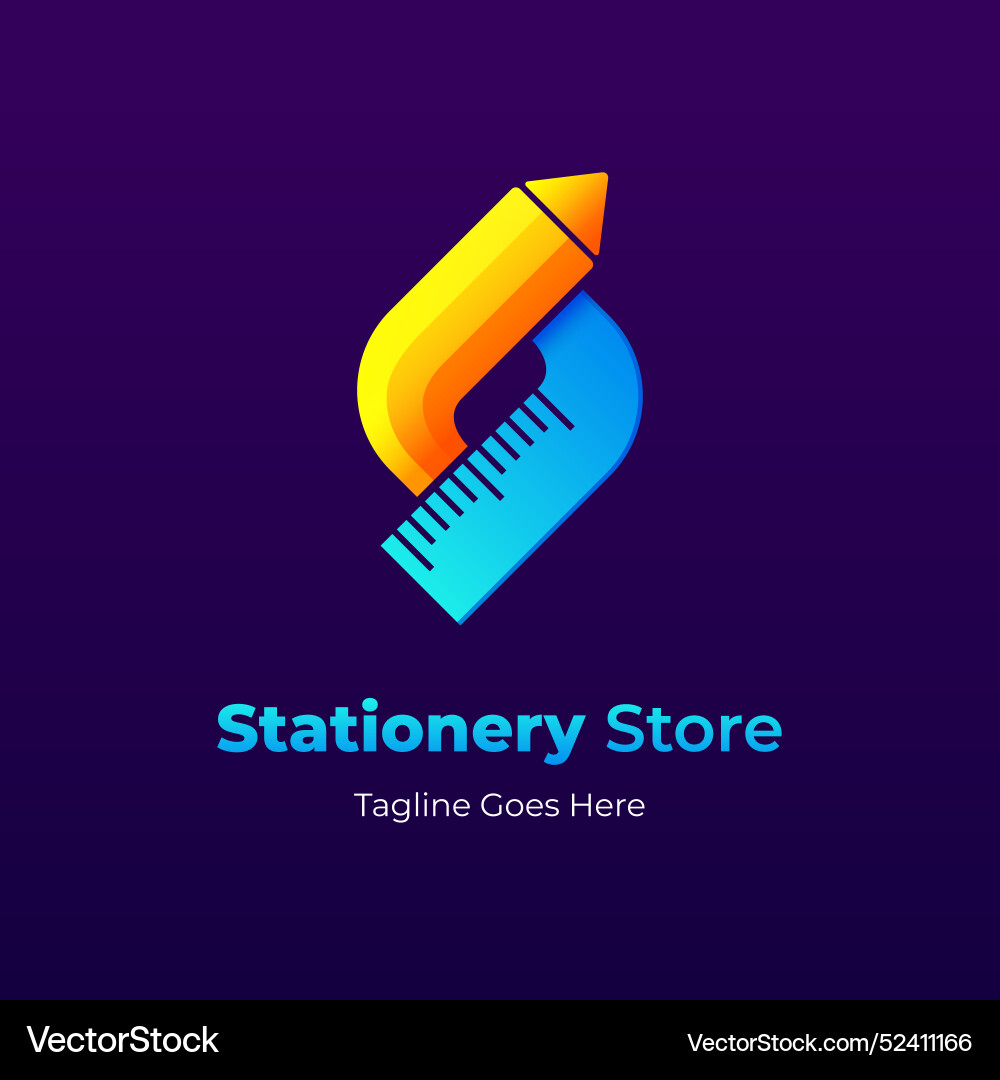 Gradient stationery store logo design template Vector Image