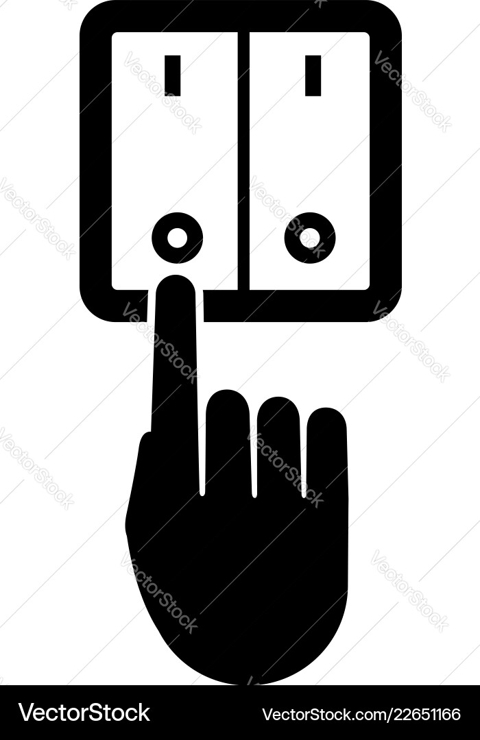 Hand switch light icon simple style Royalty Free Vector