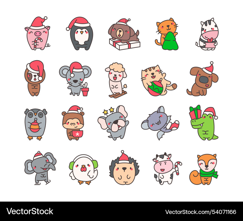 Happy christmas animals cartoon character Vector Image