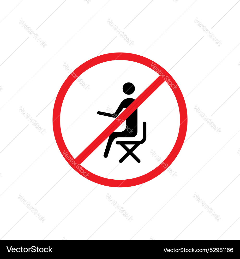 No sitting sign icon set ban Royalty Free Vector Image