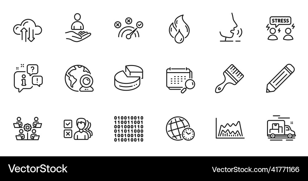 Outline set of correct answer pencil and cloud Vector Image