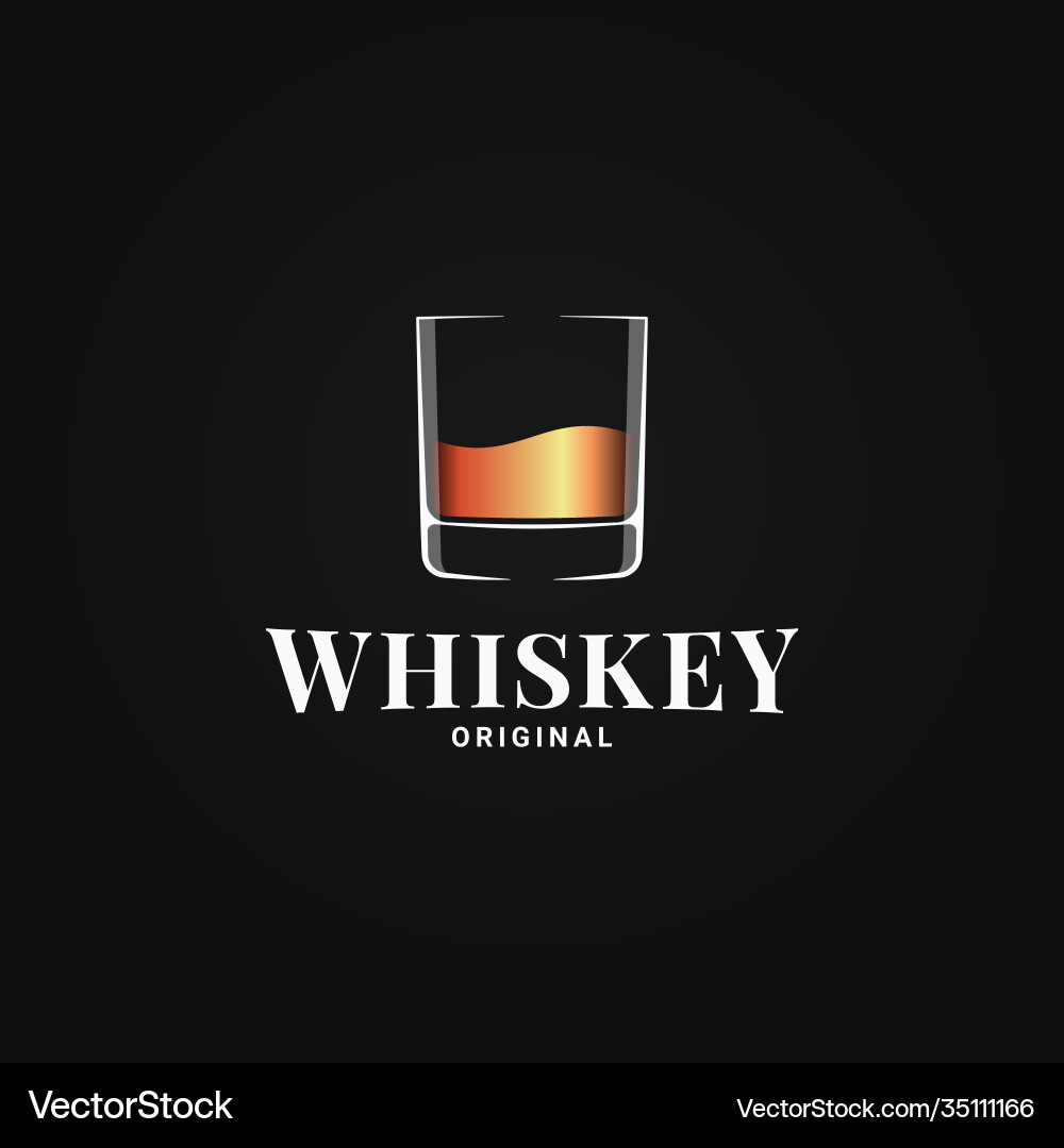 Whiskey glass logo golden Royalty Free Vector Image