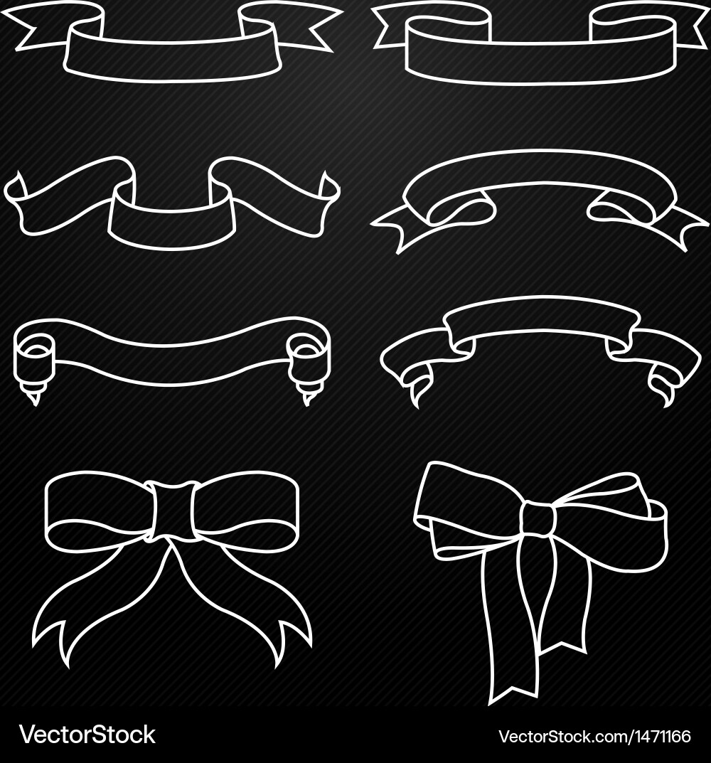 White Ribbon Set Royalty Free Vector Image - VectorStock