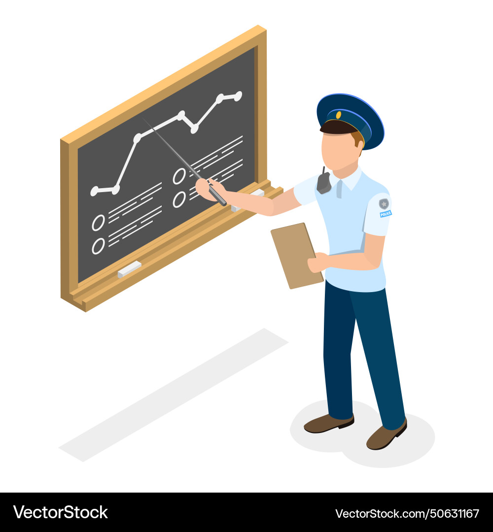 3d isometric flat set of traffic policeman Vector Image