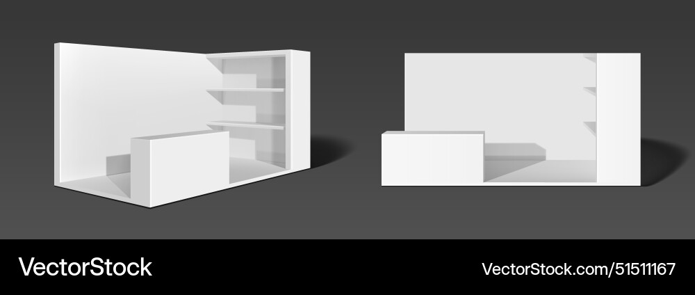 3d trade event mockup white display booth stand Vector Image