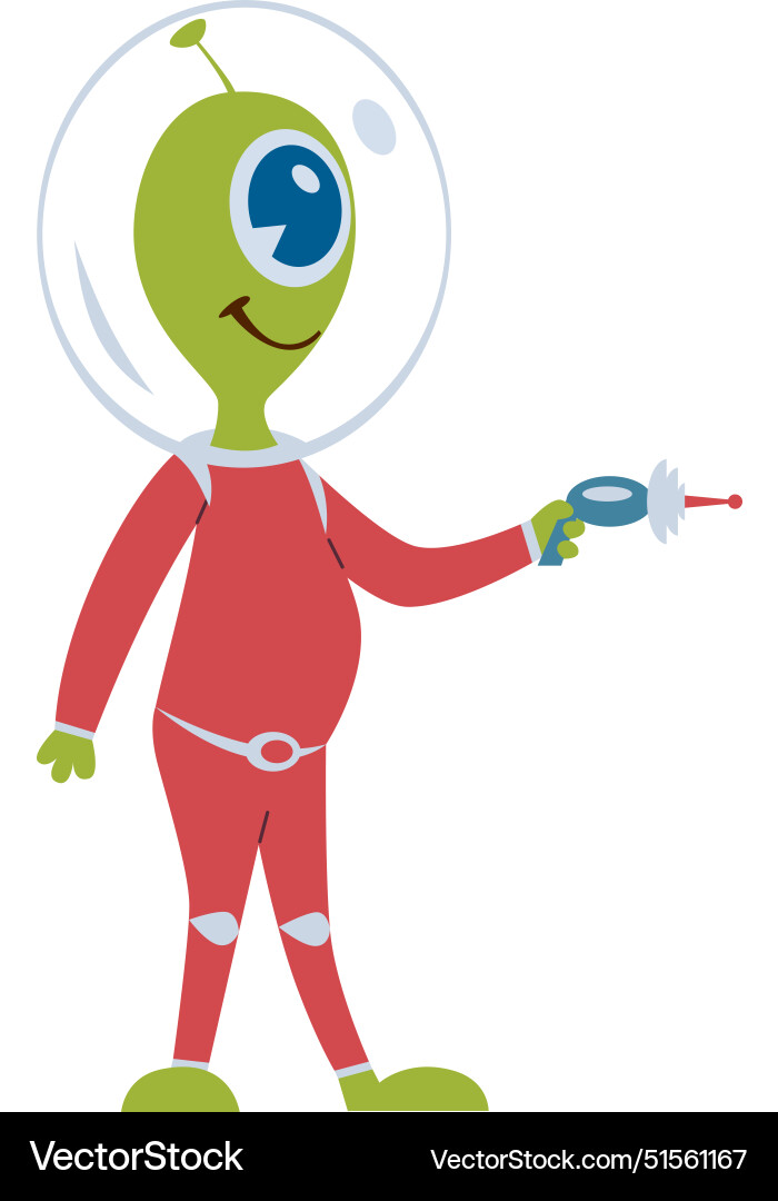 Alien hold blaster cartoon space character Vector Image