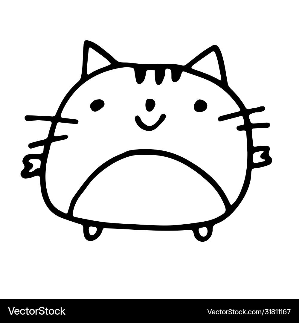 Cat cute doodle sketch character handmade Vector Image