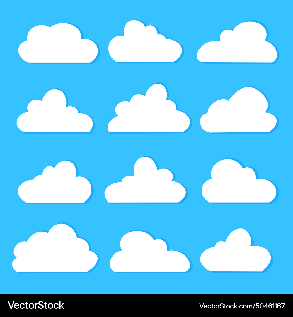 Clouds set abstract white cloudy collection Vector Image