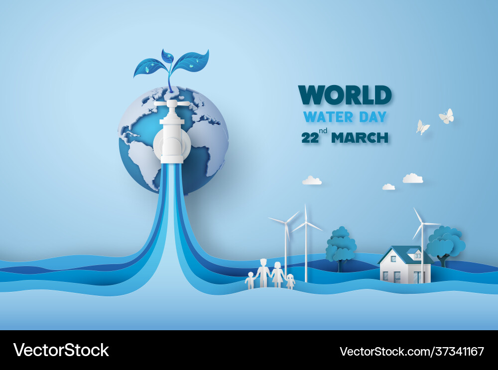 Concept ecology and world water day Royalty Free Vector