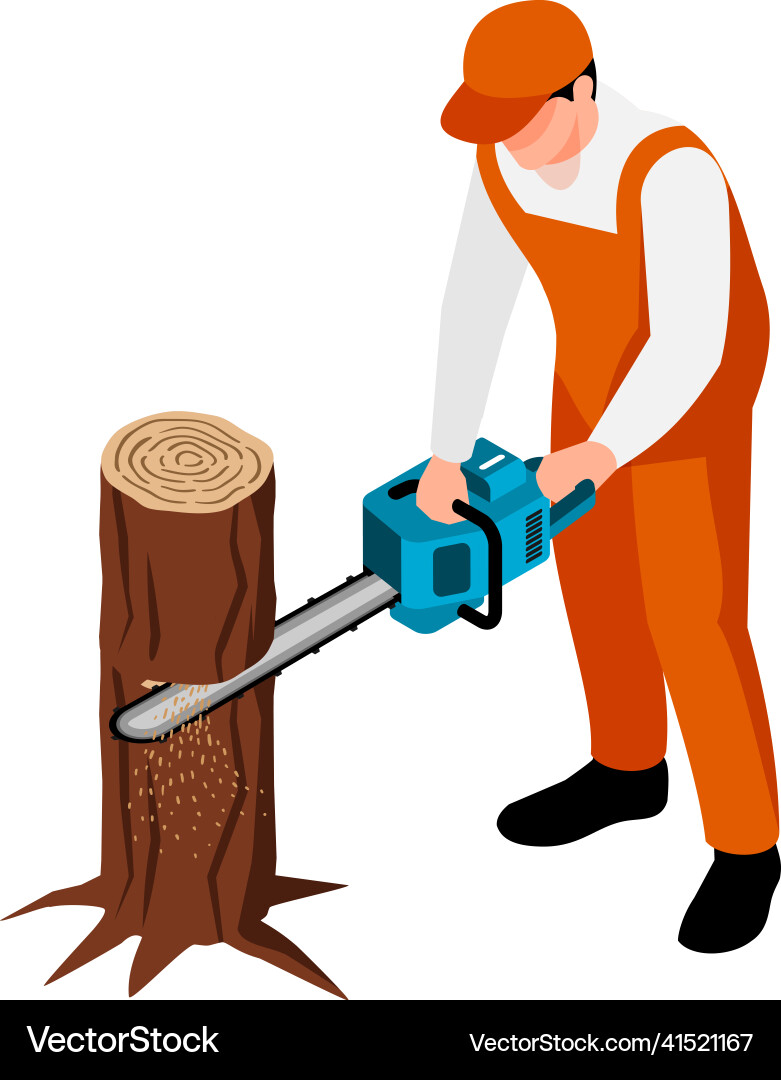 Cutting tree off composition Royalty Free Vector Image