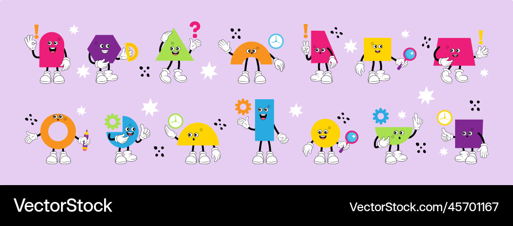 Education figures geometry face characters Vector Image