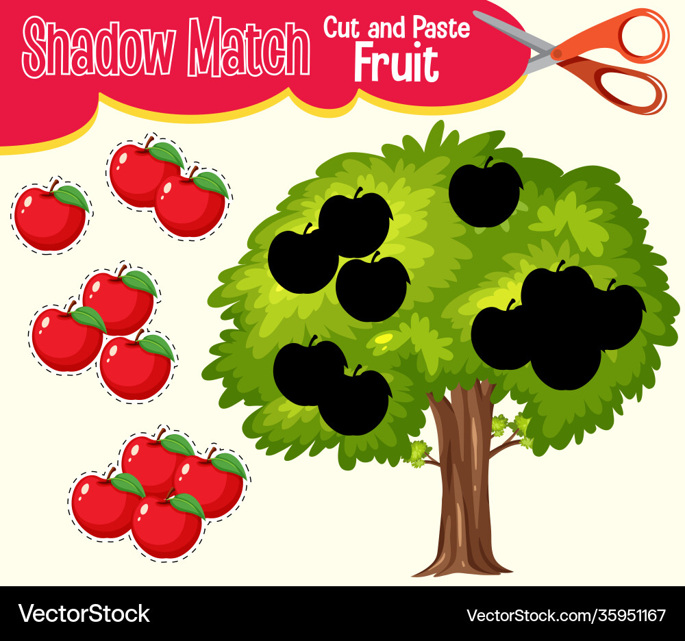 Find correct shadow match worksheet Royalty Free Vector