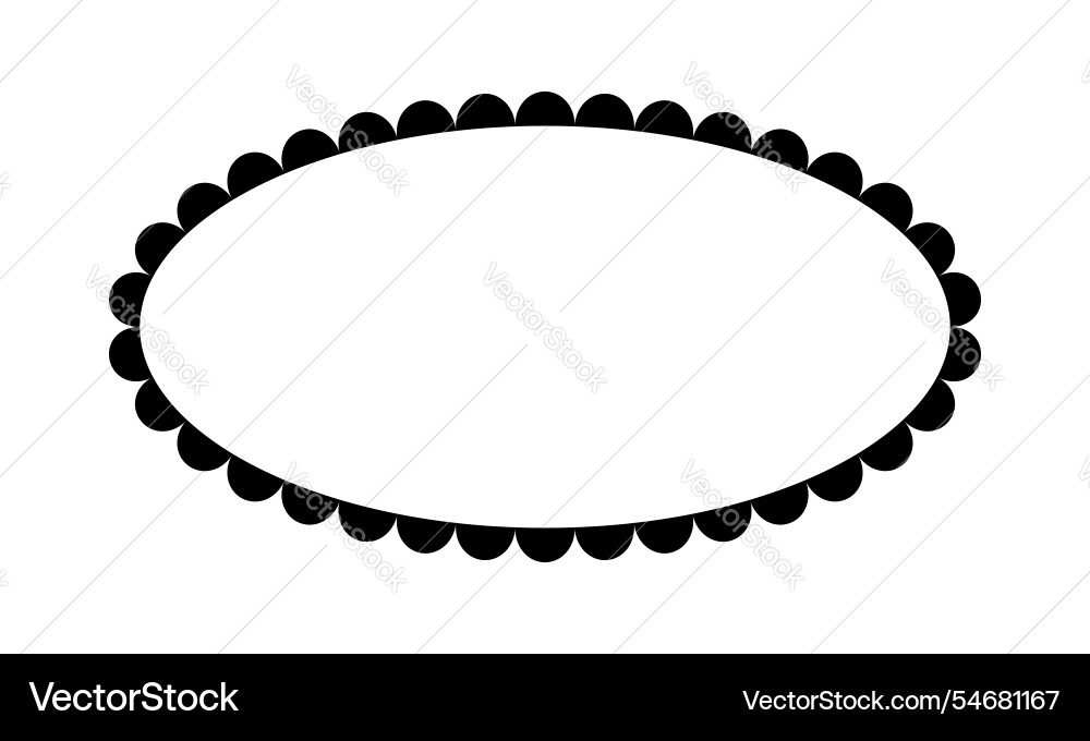 Oval frame with scalloped borders elliptic Vector Image