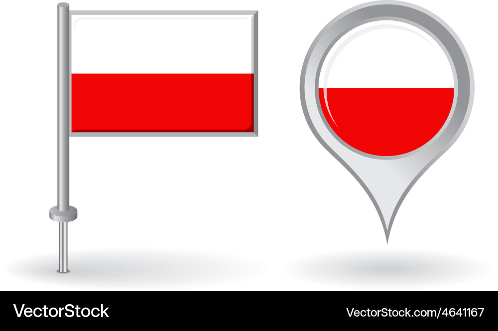 Polish pin icon and map pointer flag Royalty Free Vector
