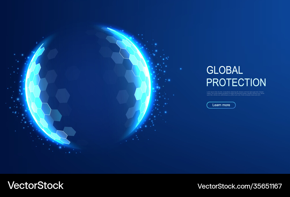 Power protective energy dome shield on blue Vector Image