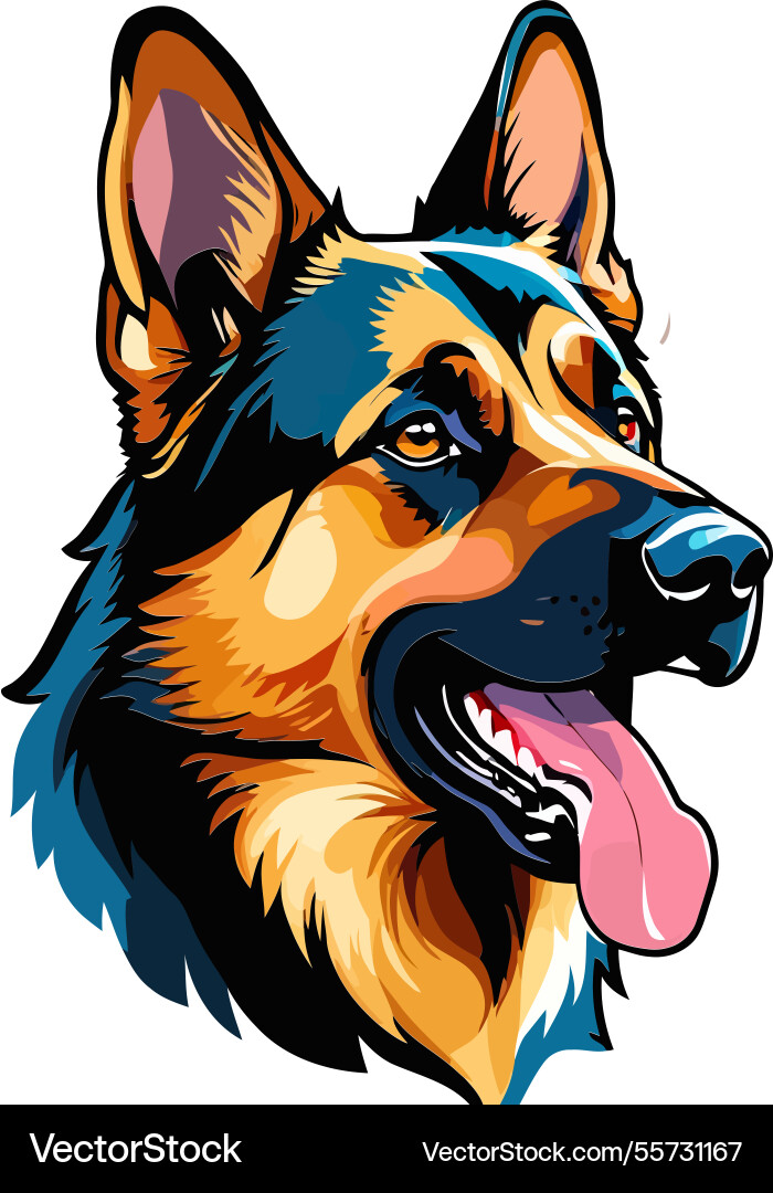 Powerful german shepherd growling portrait Vector Image
