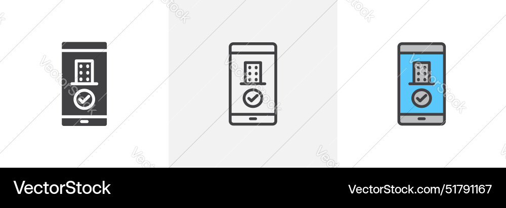 Reservation smartphone icon set black filled Vector Image