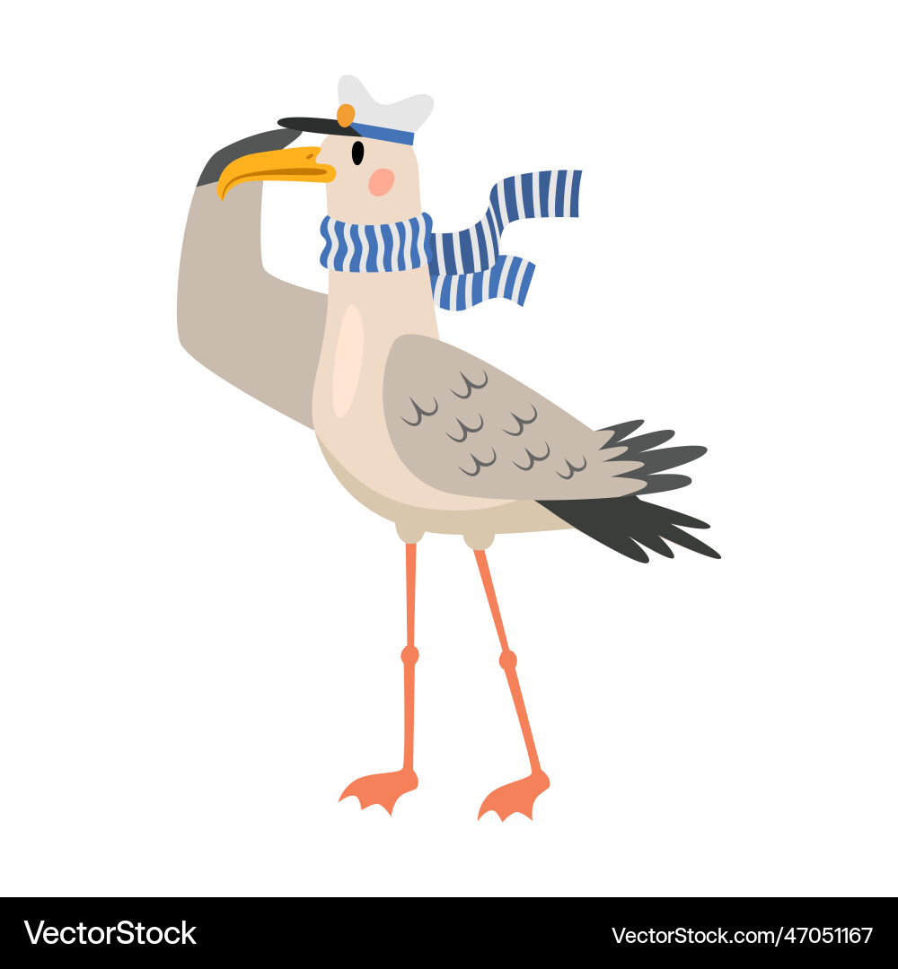Seagull captain looking into distance cartoon Vector Image
