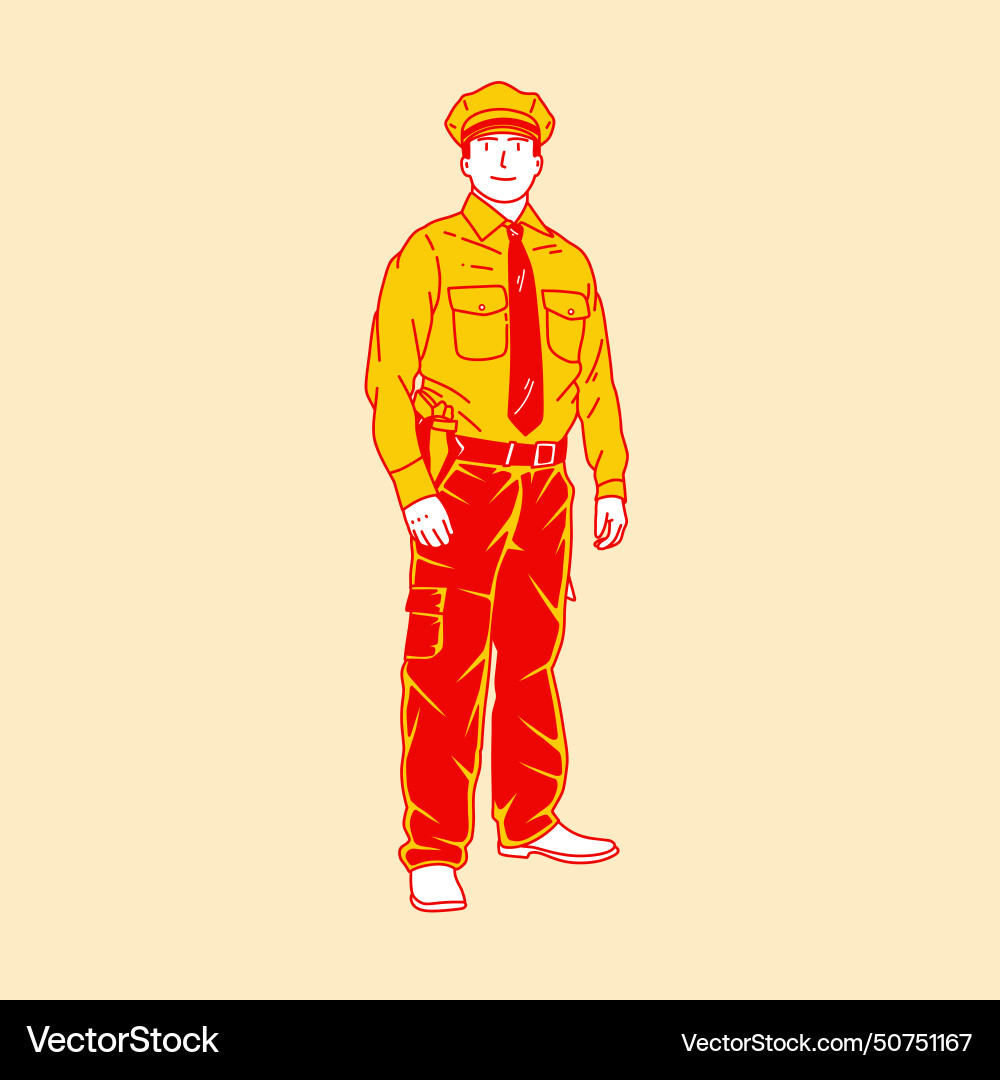 Simple cartoon of a security guard 1 Royalty Free Vector