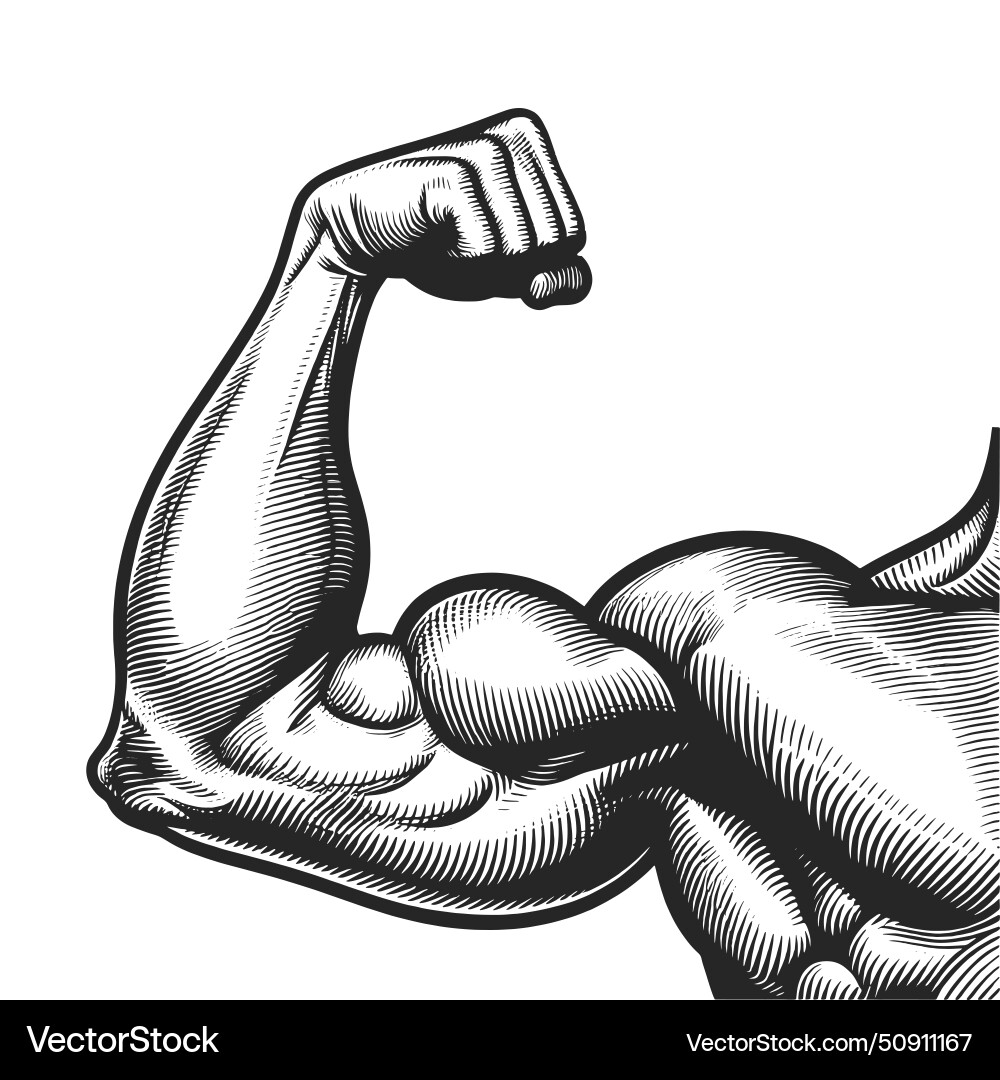 Strongman hand arm engraving Royalty Free Vector Image
