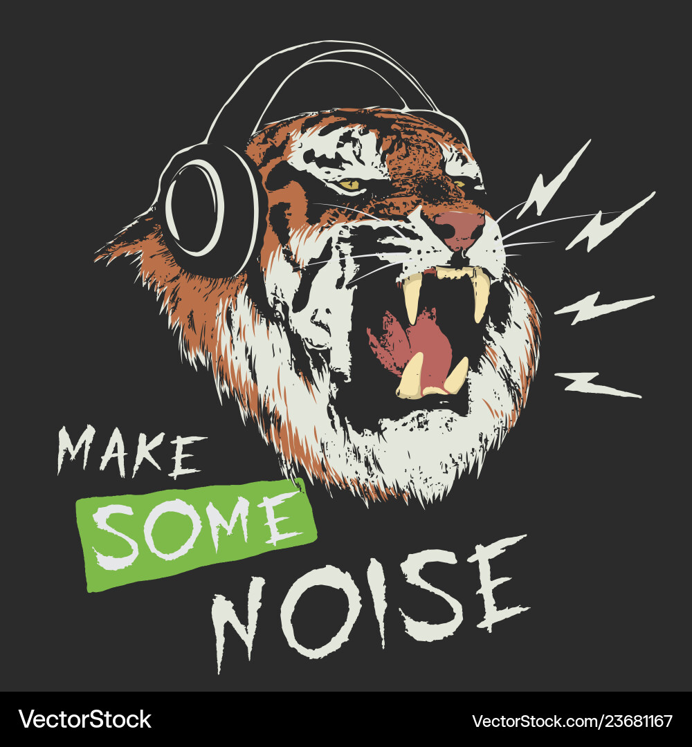 Tiger music fan Royalty Free Vector Image - VectorStock