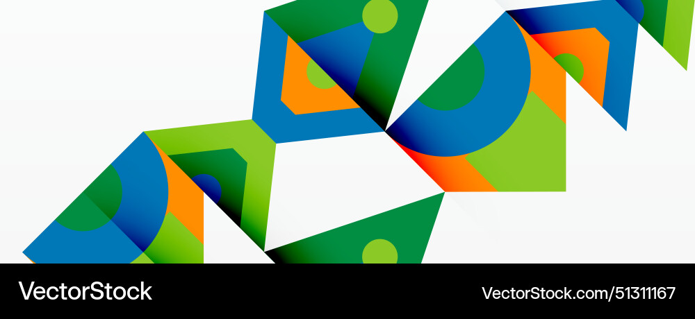 Vibrant electric blue green and orange geometric Vector Image