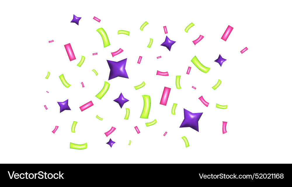 3d confetti firecracker ribbon paper element set Vector Image