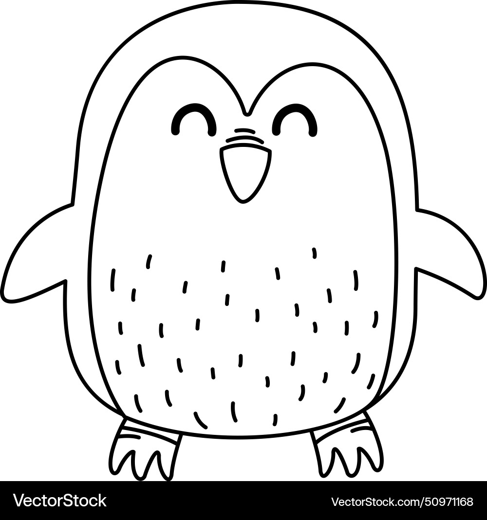 Colorful penguin outline white on background Vector Image