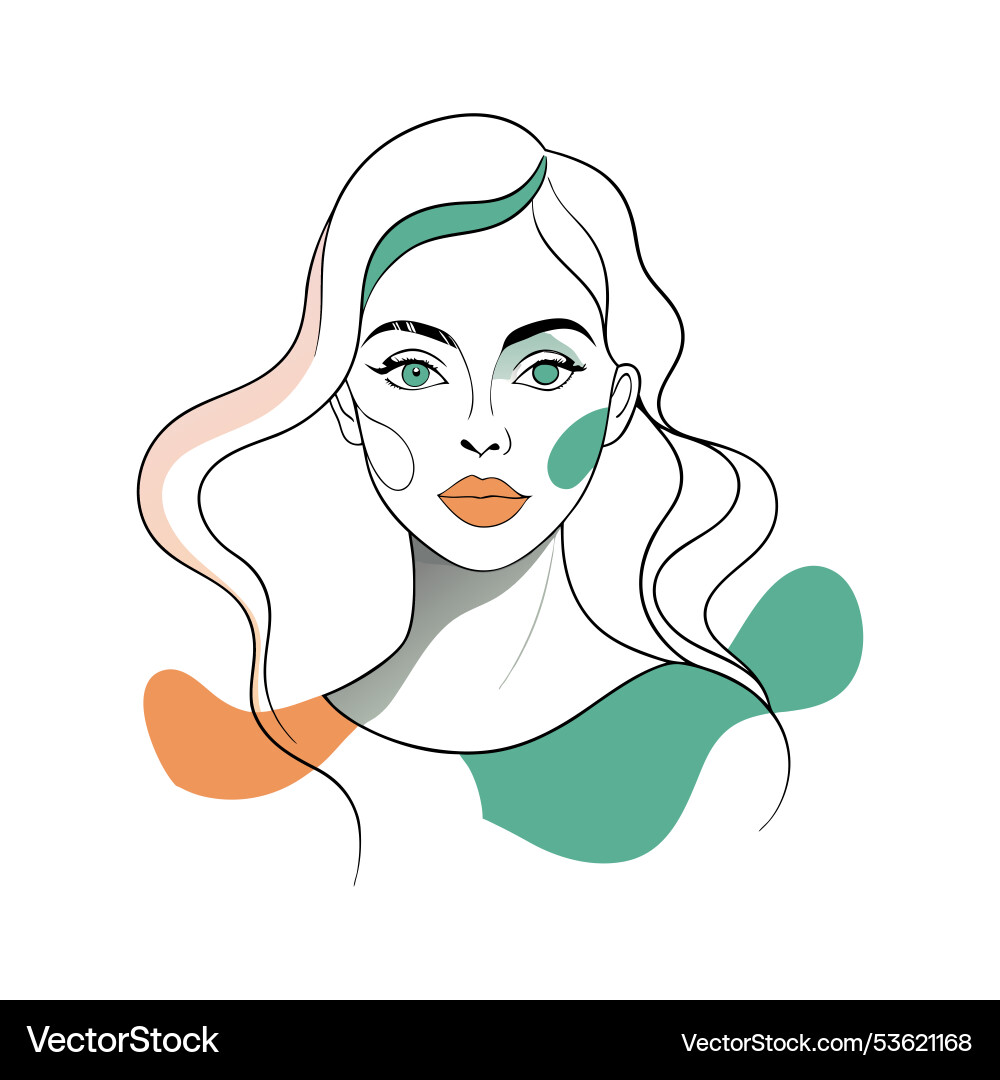 Elegant line drawing with color highlights Vector Image