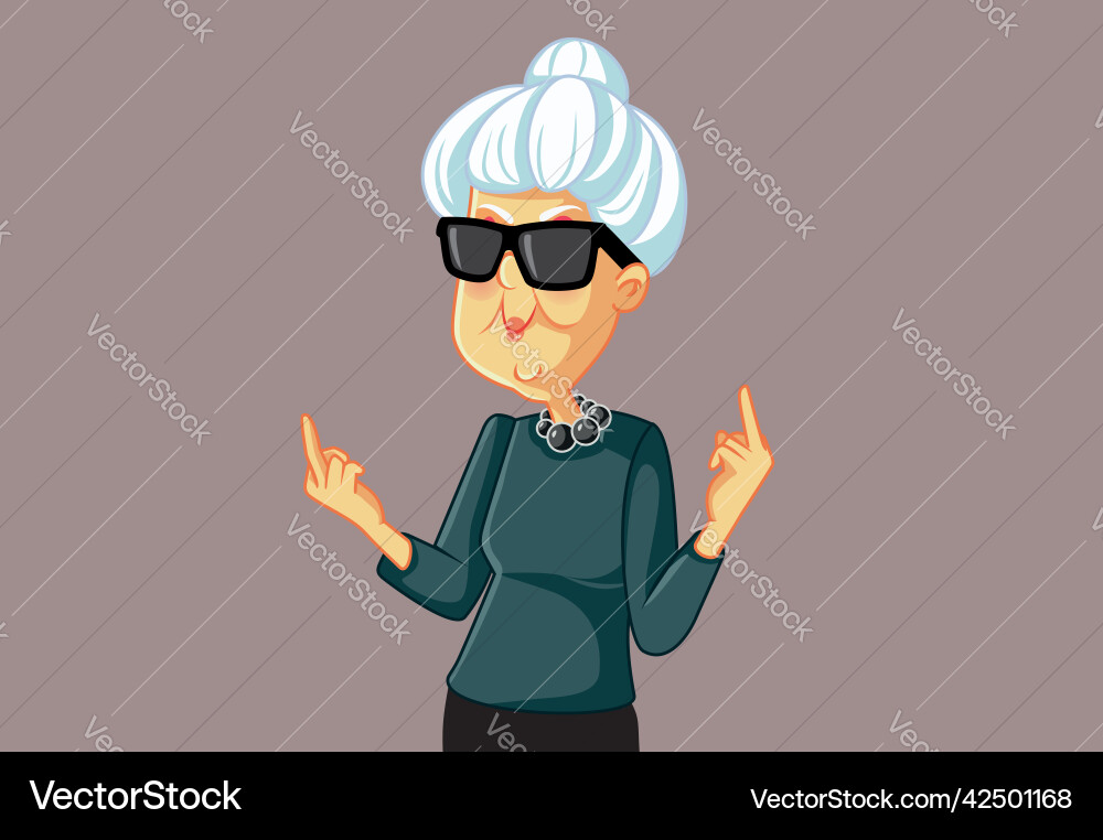 Grumpy Granny Flipping Finger Royalty Free Vector Image