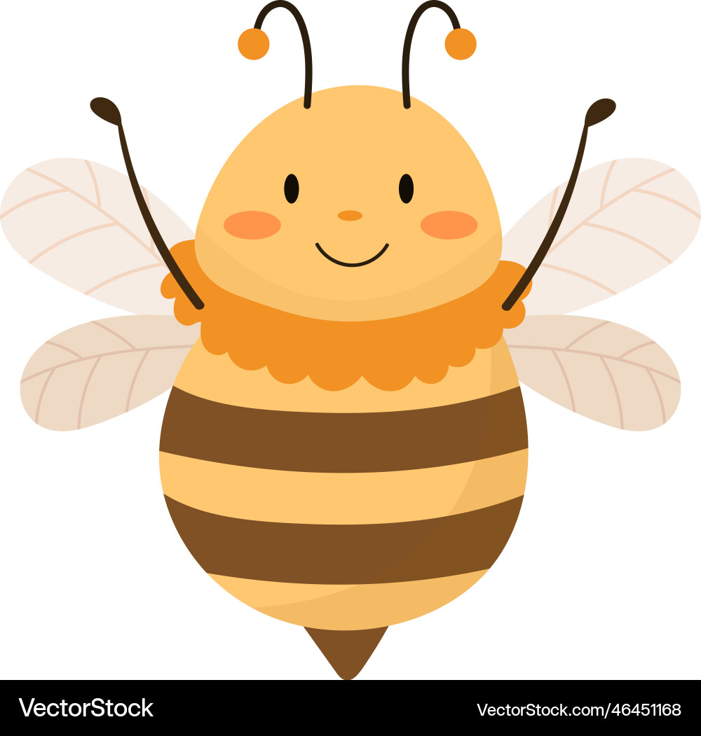 Happy bee raising hands up Royalty Free Vector Image